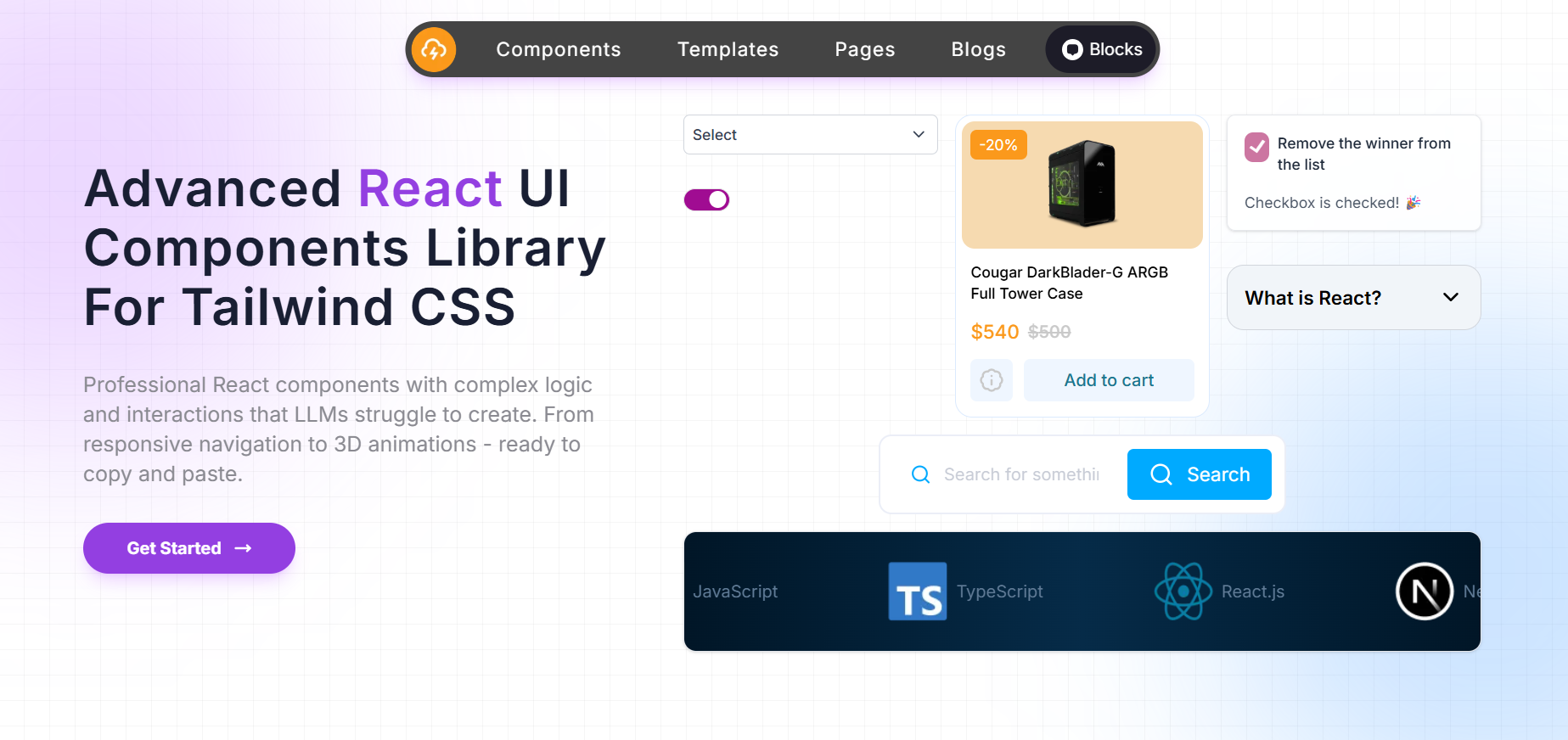 Tailwind CSS Blocks for React